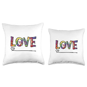 "Love" Rainbow Love Tie Dye Apparel for Women Throw Pillow