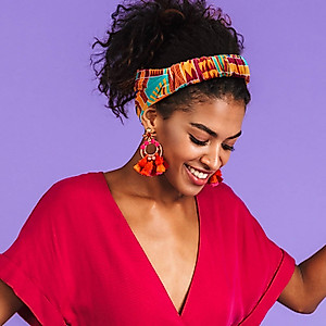 8 Pieces African Headband Stretchy Boho Print Headband Yoga Sports Workout Wide Headwrap Elastic Twisted Knot Turban Hairband for Women Girls Hair Accessories