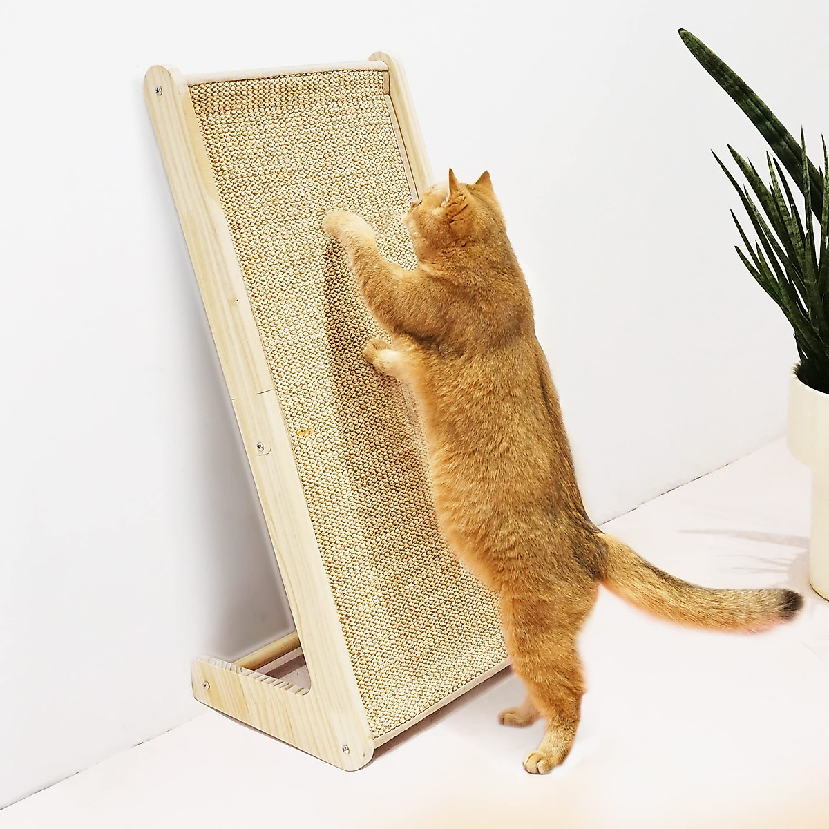 Meeyoview Cat Scratcher, L-Shape Cat Scratching Pad, Cat Scratch Furniture Protector, Durable and Natural Sisal Cat Scratching Post for Indoor Cats