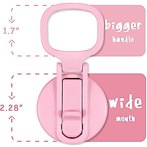 Vmini Water Bottle with New Wide Handle Straw Lid, Wide Mouth Vacuum Insulated 18/8 Stainless Steel, 4 Straws and 2 Brushes, 32 oz, Gradient Pink + Blue