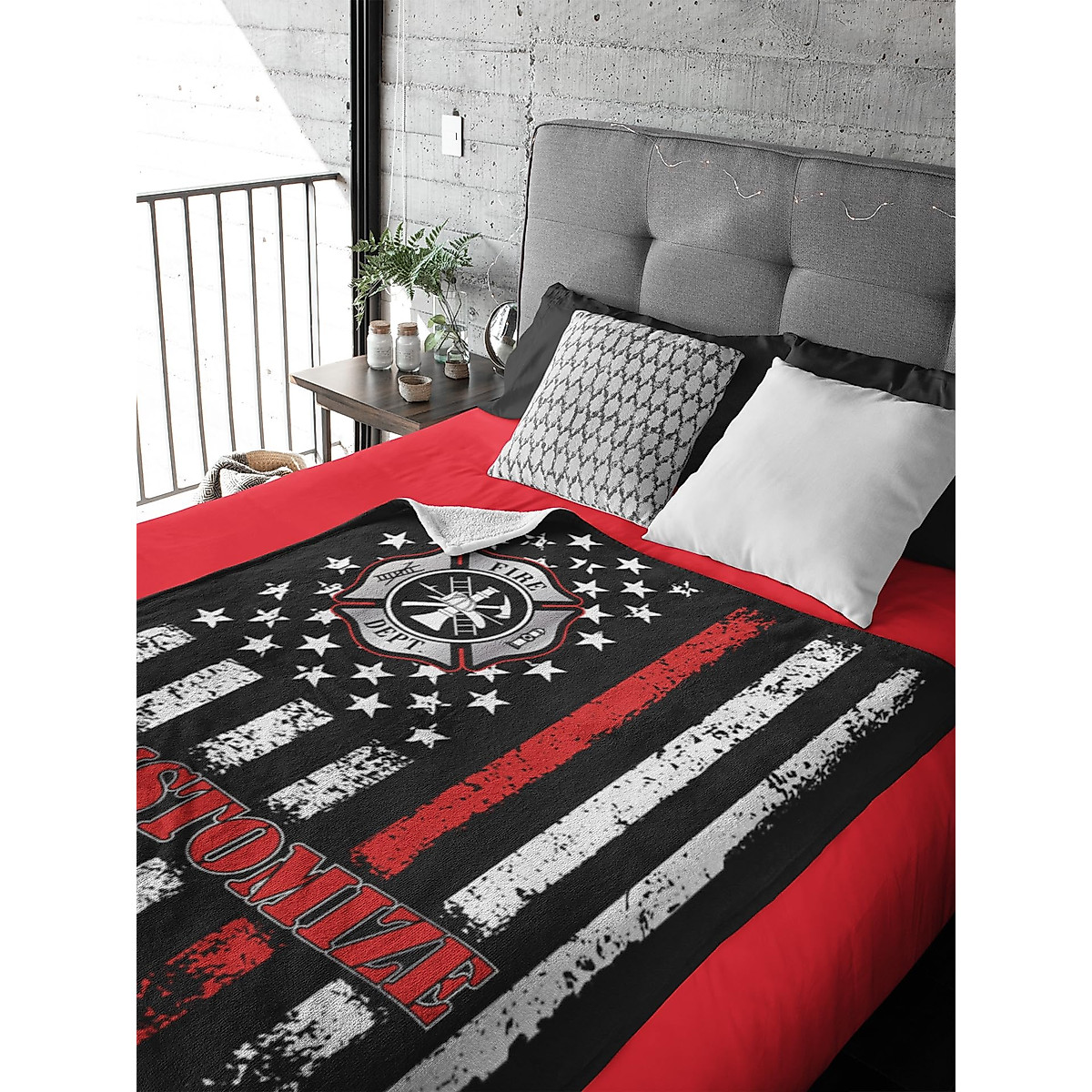 Cozy Custom Firefighter Blanket | Personalized Toddler Bed Throw | Fireman Bedroom Decor | Soft Plush Fleece Sofa Throw | Warm Living Room Couch Blankets | Customized Boy Birthday Gift | Sherpa 60x80