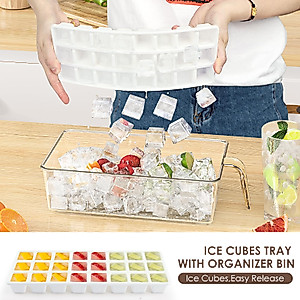 VIVAIVE 4 Pack Fridge Organizers and Storage,Clear Refrigerator Organizer Bins with Lids,Egg Container,Ice Cube Tray,Stackable Pantry Organizers with Removable Dividers,Ideal Fridge Organization