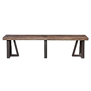 Alpine Furniture Prairie Bench, 75" W x 14" D x 18" H, Reclaimed Natural and Black Finish