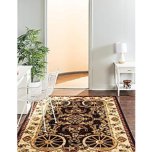 Rugs.com Pioneer Collection Rug – 4' x 6' Black Medium-Pile Rug Perfect for Living Rooms, Large Dining Rooms, Open Floorplans