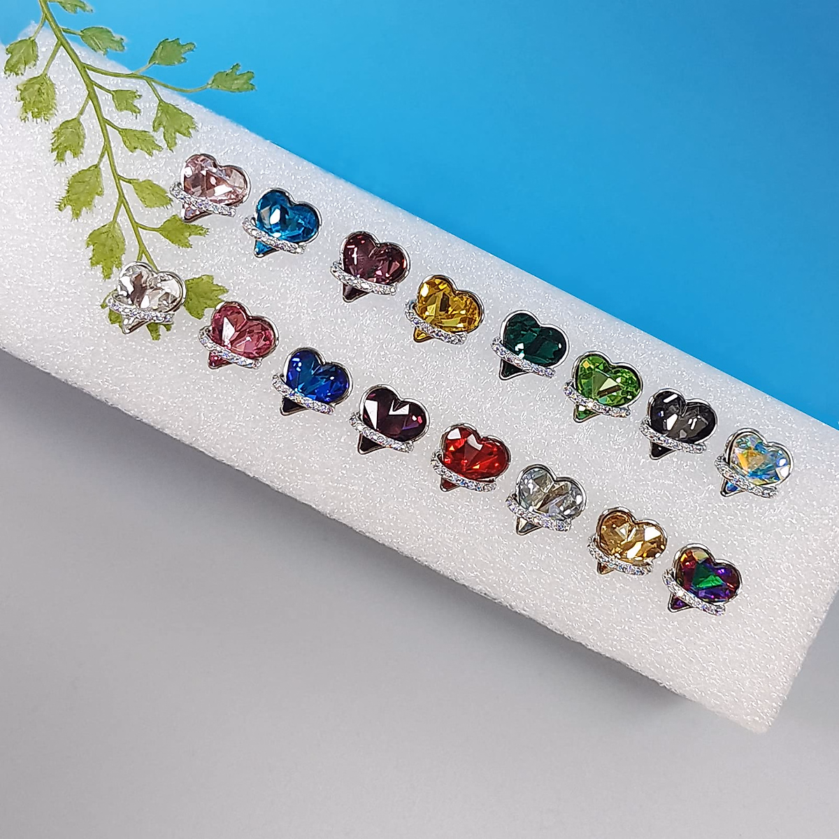 Earrings for Women,Infinity Love Heart Austria Crystal,925 Sterling Silver Stud Earrings,Anniversary Birthday Graduation Jewelry Gifts for Her (Aurore Boreale)