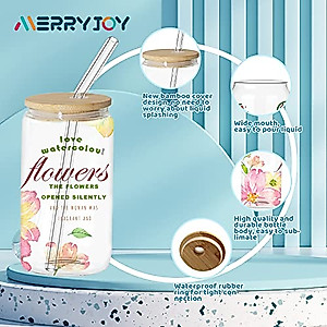 MerryJoy 4 PACK Sublimation Glass Blanks With Bamboo Lid,16 OZ Clear Glass Cups With Lids And Glass Straws,Sublimation Glass Can,Sublimation Glass Blanks For Iced Coffee,Juice,Soda,Drinks,Beer