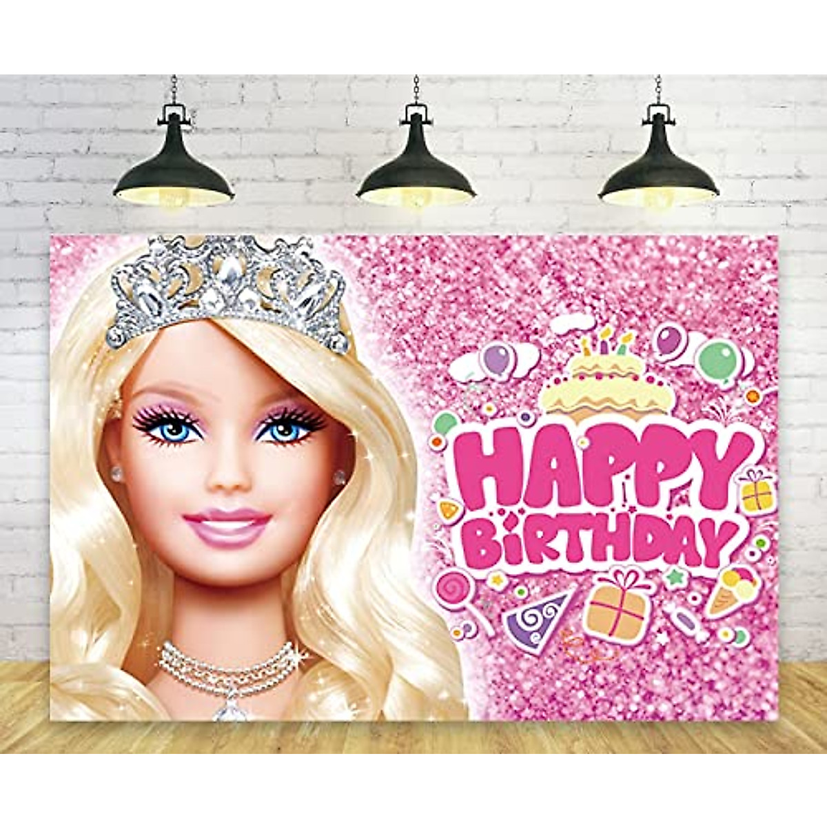 Barbie Backdrops for Girl Birthday Party Decorations Supplies, Barbie Theme Birthday Photo Background for Cake Table Decorations, Happy Birthday Barbie Banner, Polyester 7x5ft, Birthday Pink Barbie