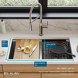 Elkay Crosstown 16 Gauge Workstation Stainless Steel, 31-1/2" x 18-1/2" x 9" Equal Double Bowl Sink Kit with Aqua Divide