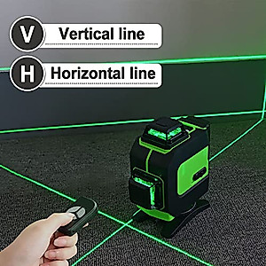 16 Line Laser Level 360 Self Leveling 4 x 360° Cross Line Laser Four Brightness Adjustment Horizontal Vertical Laser with Remote Control with 1m Level Triangle Bracket
