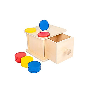 Adena Montessori Infant Toddlers Coin Box Montessori Toys for 6-12 Months Baby (Typical - Drawer Comes Out)