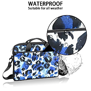 Blue Leopard Print Lightweight Laptop Bag Case 13-15 Inch Computer Briefcase Bag for Women Men Notebook Shoulder Bag