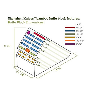 20 Slot Universal Knife Block: Shenzhen Knives Large Bamboo Wood Knife Block without Knives - Countertop Butcher Block Knife Holder and Organizer with Wide Slots for Easy Kitchen Knife Storage
