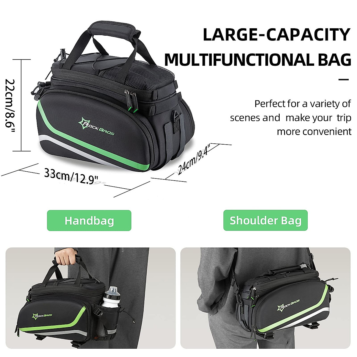 ROCKBROS Bike Trunk Bag 17L-45L Rear Rack Bags for Bicycles Waterproof