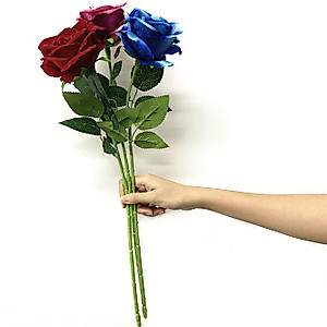 CATTREE Artificial Rose Flower Red - 4 Pack, Single Stem Fake Flowers Bridal Wedding Bouquet Realistic Blossom Flora Planter Filler DIY Décor for Home Garden Party Hotel Office Decorations