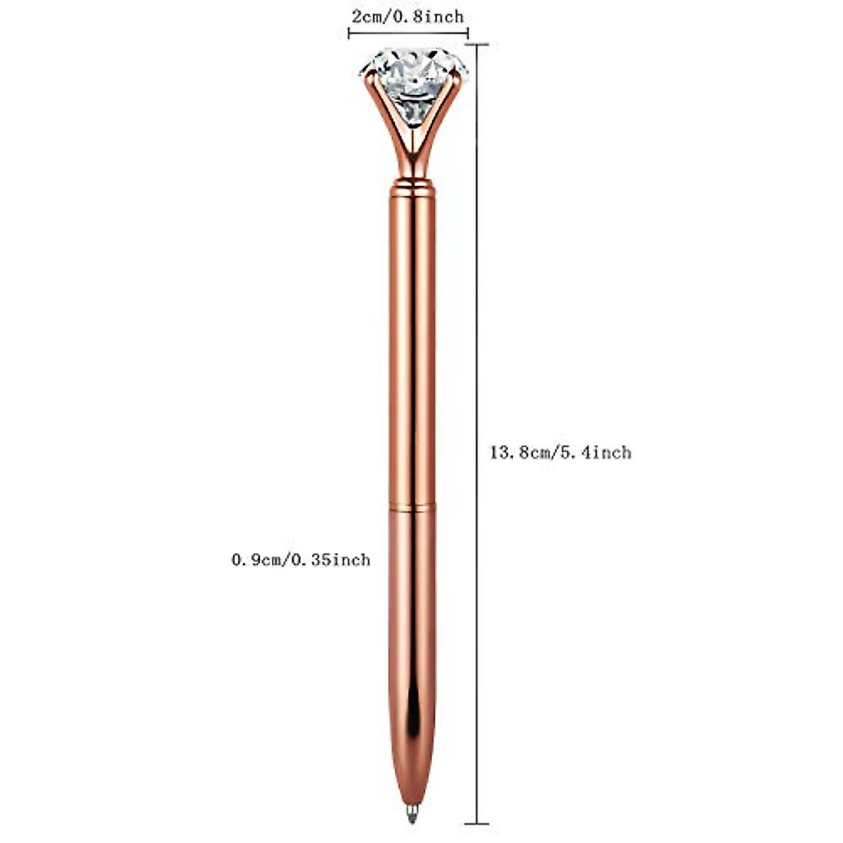 MengRan Pen + 5 Refills Rose Gold Pen with Big Diamond/Crystal -Metal Ballpoint Pen Rose Gold Office Supplies -Black Ink (rose gold)