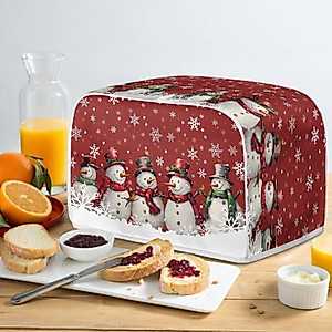 Baxinh Christmas Snowman Printed Bread Machine Cover, 4 Slice Toaster Cover Kitchen Appliance Cover, Anti-Dust Toaster Cover Bakeware Protector, Washable Appliance Cover for Kitchen Accessories