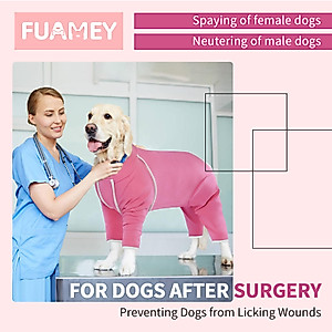 FUAMEY Recovery Suit for Dogs, Long Sleeve Dog Onesie for Surgery Female, Male Neuter Abdominal Wound Surgical Suit Dog Prevent Licking Wounds Shedding Suit Jumpsuit with Zipper