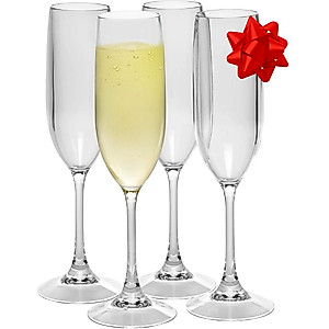 D'Eco Unbreakable Stemmed 12 oz Champagne Flutes (Set of 4) - 100% Reusable Shatterproof Mimosa, Sparkling Wine, Champagne Glasses - Perfect for Hosting & Entertaining - Elegant Cocktail Glasses Set