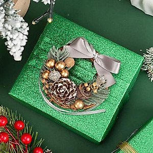 Homeral Glitter Wrapping Paper Roll-46.8 sq.ft.-Sparkle Green Shinny Gift Wrap for Christmas, Birthday, Bridal Shower, Party, Holiday-17in x 32.8ft