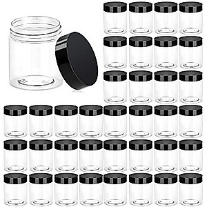 36 Pack 3 OZ Plastic Jars Round Clear Cosmetic Container Jars with Lids, Eternal Moment Plastic Slime Jars for Lotion, Cream, Ointments, Makeup, Eye shadow, Rhinestone, Samples, Pot, Travel Storage