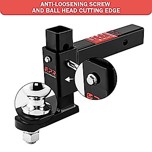 OPENROAD Adjustable Trailer Hitch Ball Mount Fits 2-Inch Receiver, 2’’ Ball 6000LBS, 6 1/4" Drop/ 7 1/2" Rise Drop Hitch, Tow Hitch for Heavy Duty Truck with Stainless Steel Pins