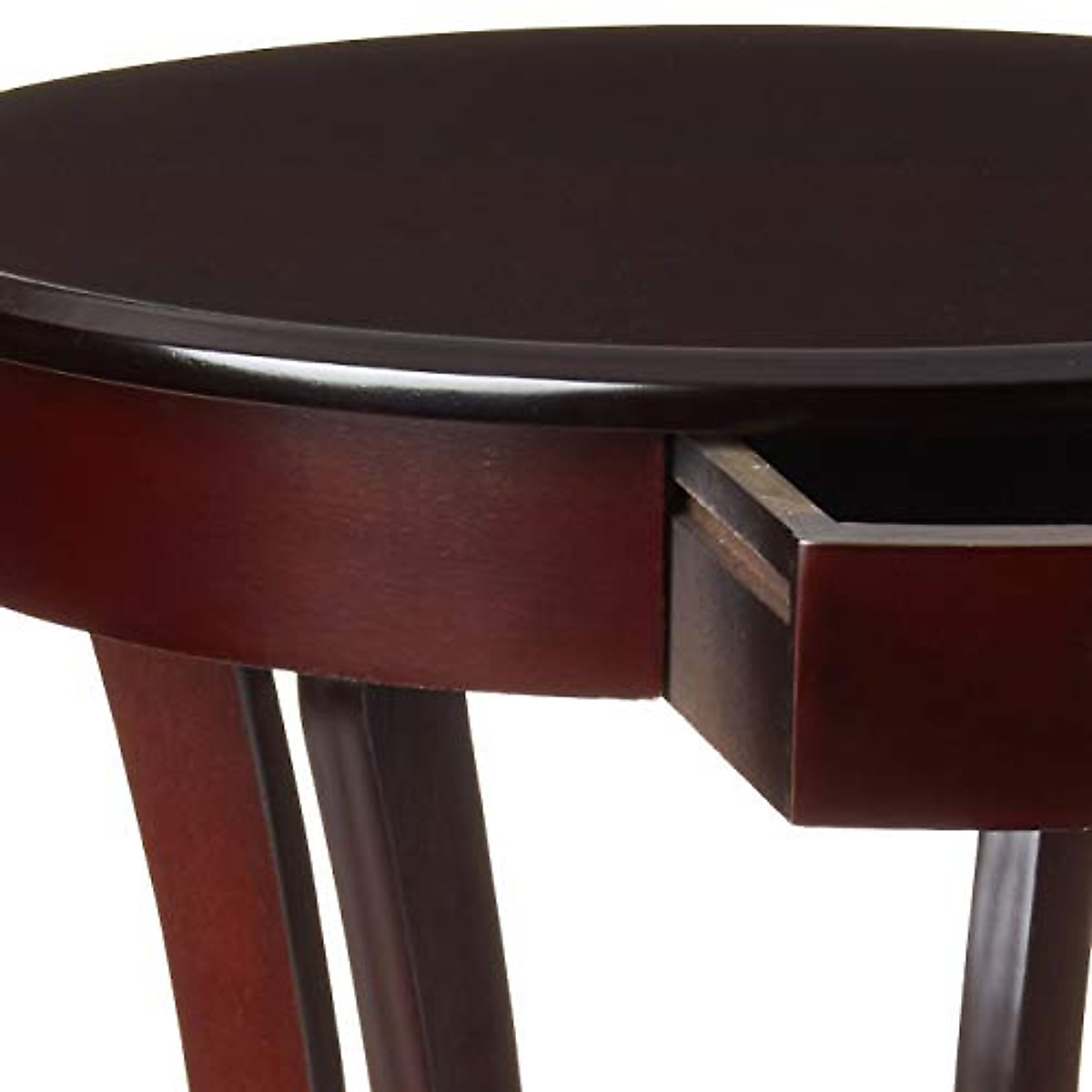 Frenchi Furniture Wood Round Table with Drawer and Shelf ,Espresso