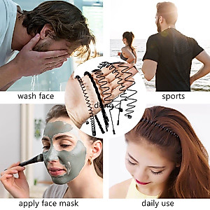 ULTIMUTE 10 Pieces Black Headband for Men and Women Adjustable Unisex Metal Wavy Hair Band Non-slip Metal Plastic Hair Hoop for Long Curly Hair Home, Outdoor, Sports and Yoga Accessories(Style A)