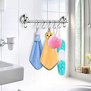 iRomic Suction Cup Hook Rack Bar Rail Hanger Shower Utensil Hook Hooks Organizer for Kitchen Utensils and Bathroom Accessories Towel,Wreath, Loofah,Bathrobe.