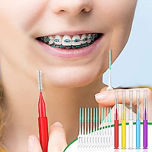 Zopeal 250 Pcs Interdental Brush for Braces Disposable Floss for Braces Dental Brush Floss Picks Dental Tooth Flossing Head Oral Hygiene Flosser Toothpick Soft Cleaning Tool (Stylish Color)