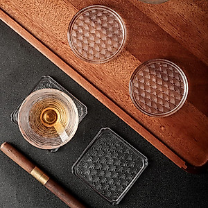 Cabilock 2pcs Glass Tea Coaster Cup Mug Pad Tea Bag Saucers Dessert Dishes Coasters Gold Bars Car Coaster Costers Seasoning Dish Mug Saucers Gongfu Tea Saucer Crystal Coaster Round Decorate