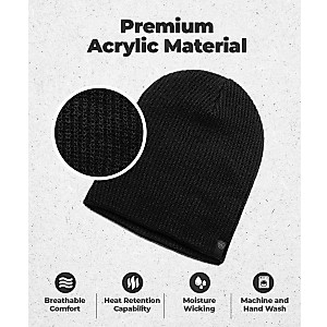 Revony Long Ribbed Beanie - Soft, Warm & Cozy - Perfect Winter Beanie for Men & Women Black