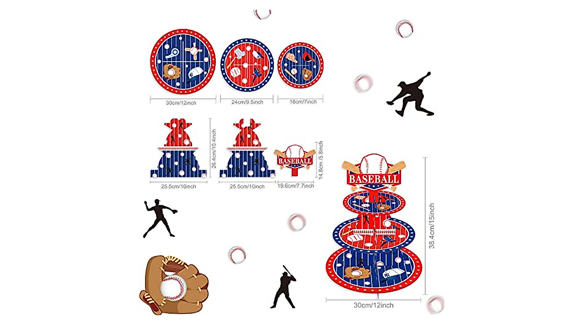 Tiered Baseball Cupcake Stand for Party Decor