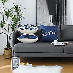 Throw Pillow Covers 22X22 inch Set of 4 Linen Farmhouse Home Decor Square Geometric Abstract Accent Pillow Cover Decorative Cushion Modern Outdoor Indoor Pillow Case for Couch Sofa Chair