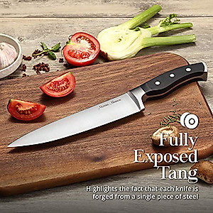 Master Maison Chef Knife Set - 8" Professional Premium German Stainless Steel Kitchen Knife Set with Sharpener & Edge Guard – Super Sharp Chef Knife - Durable Knives for Home & Professional Cooking