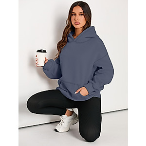 EFAN Womens Hoodies Oversized Sweatshirts Pullover Fleece Sweaters Long Sleeve Winter Fall Outfits Fashion Y2k Clothes GreyBlue S