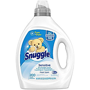 Snuggle Liquid Fabric Softener, Dye Free for Sensitive Skin, 2X Concentrated, 200 Loads