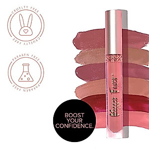 Belle Beauty Lip Kit Trio Bundle Set, Lip Liner, Lipstick, Lip Gloss, Mauve Nude, Kisser Fixer Lip Kit by Kim Gravel, Waterproof, Long Lasting, Hydra High Shine, Pencil Gel, Lips Makeup for Women