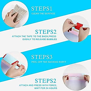 Weysat Floating Wall Shelves 9 Inch Acrylic Small Wall Shelf Hanging Shelves Adhesive Shelf Screwless Display Shelf with Cable Clips and Stickers for Bathroom, Bedroom, Office (Iridescent, 4 Pcs)