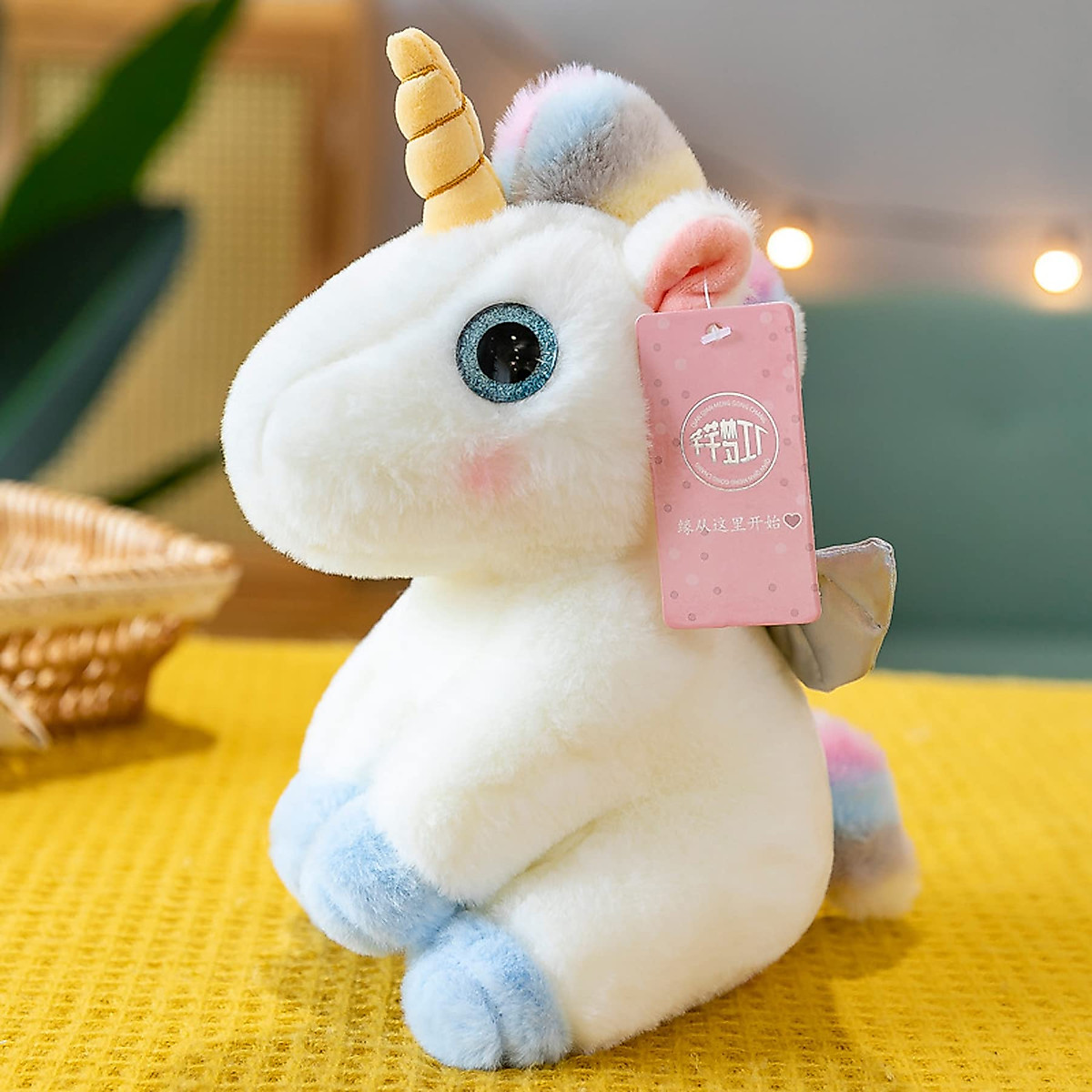 Ruzucoda Plush Unicorn Stuffed Animals with Wings Furry Plushies Unicorns Toys Dolls Decorations 10 Inches (Blue)