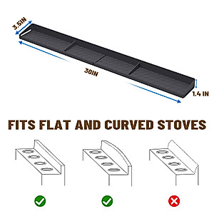 KILOW Dreacompy Kitchen Stove Top Shelf, Magnetic Installation Stovetop Oven Organization Shelf, 30 Inch Silicone Material, Easy to Clean, Spice Storage Organizer (Grey)