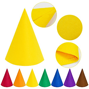 16 Packs Gnome Costume Sets, 7 Pcs Felt Cone Dwarf Hats, 7 Pcs White Fake Beard and 2 Pcs Fake Ears for Halloween Christmas Party Cosplay, Style 2