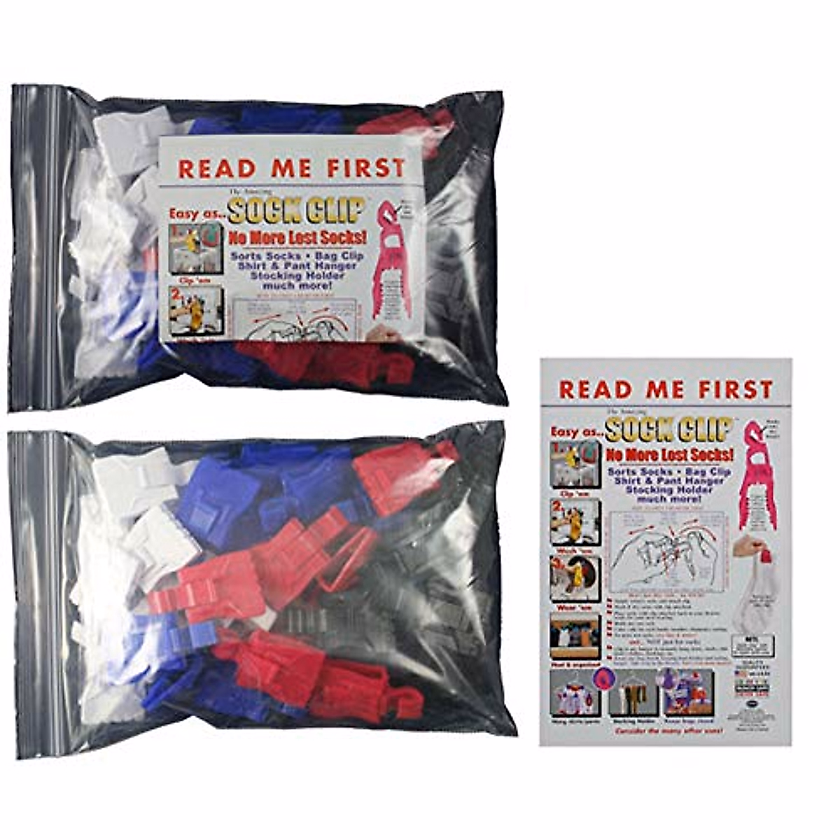 The Amazing Sock Clip Sock Holder, 32 Clips, White, Made in U.S.A.