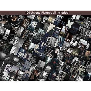 Photo Collage Kit Gloomy for Wall, 100 Pictures Black and White Aesthetic Posters for Wall Decor | Dark Academia Retro Decor for Bar