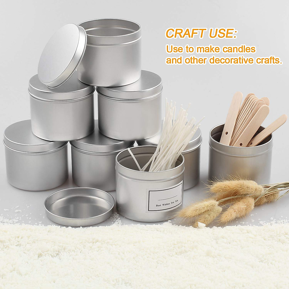 DINGPAI Candle Tin 18 Piece, 4 oz, Candle Containers for DIY Candle Making