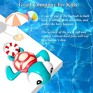 NEXTAKE Pull String Baby Bath Toy Pull & Go Turtle Cute Swimming Turtle Windup Clockwork Bathtub Toy for Toddlers