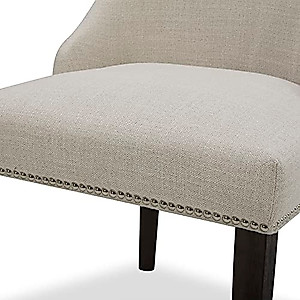 CHITA Farmhouse Dining Chairs with Nailhead Trim, Fabric High Back upholstered Chairs, Dining Room Chairs Set of 2,Linen