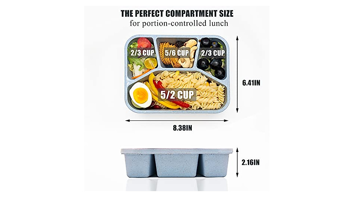 4 Pack Wheat Straw Meal Prep Containers | Durable & Reusable