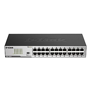 D-Link DGS-1024D, Ethernet Switch, 24 Port Gigabit Unmanaged Fanless Network Hub Desktop or Rack Mountable, Black