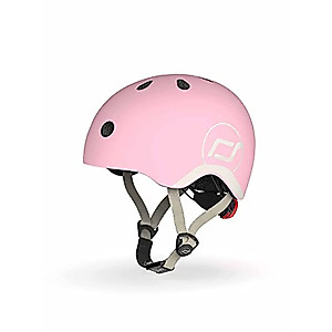 Scoot and Ride - Matte Finish Kid's Helmet with Adjustable Straps (Rose, XXS Small-Small) - Includes LED Safety Light and Soft Fleece Padding for Extra Protection