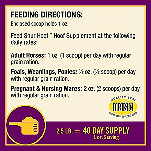Horse Health Shur Hoof Hoof Supplement for Horses, Helps Grow Strong, Tough Hooves, 2.5 Pound, 40 Day Supply
